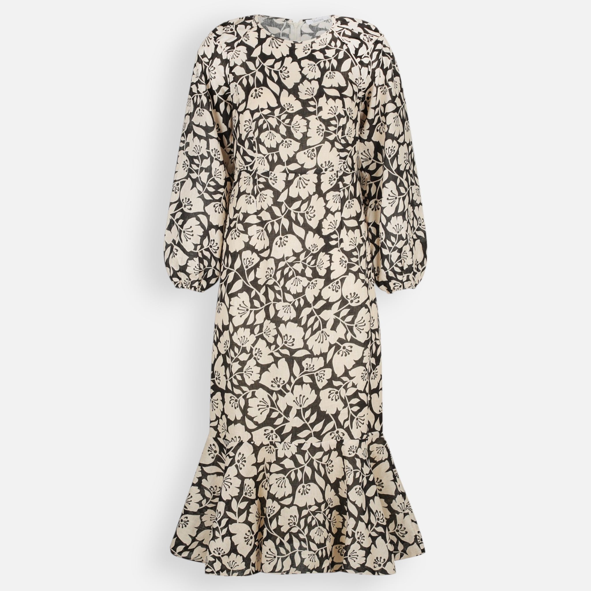 Morrison Black and White Linen Coyote Midi Dress 1 ~ AU8 [NEW ...